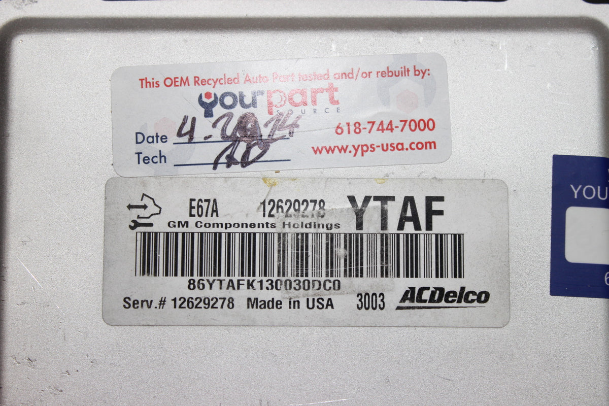 09 SILVERADO TAHOE 6.0L HYBRID ECU ECM ENGINE COMPUTER 12629278 VIN PR ...