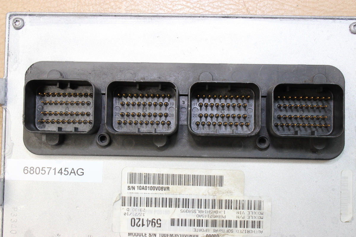 11 JEEP WRANGLER 3.8L A/T ECU ECM PCM ENGINE CONTROL COMPUTER 68057145 ...